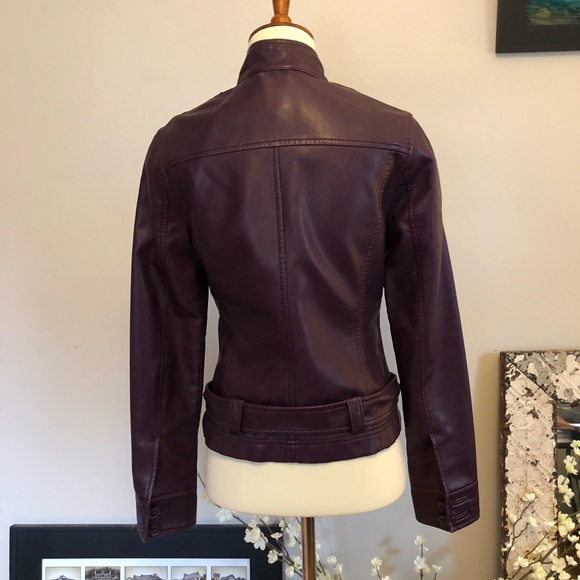 Express | Jackets & Coats | Plum Faux Leather Jacket | Poshmark